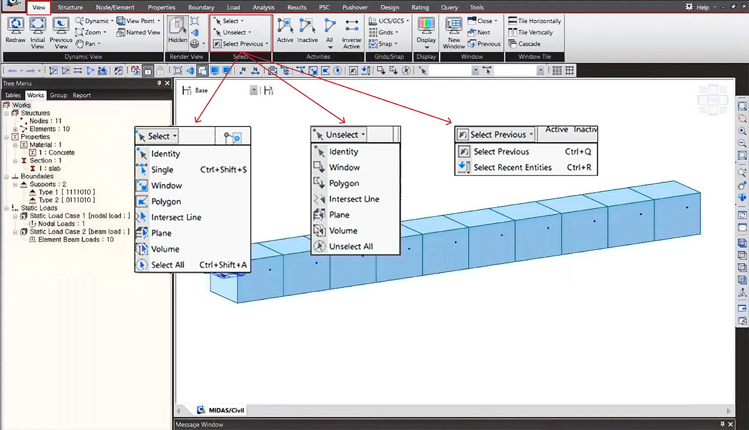 midas Civil GUI Techniques for Beginners